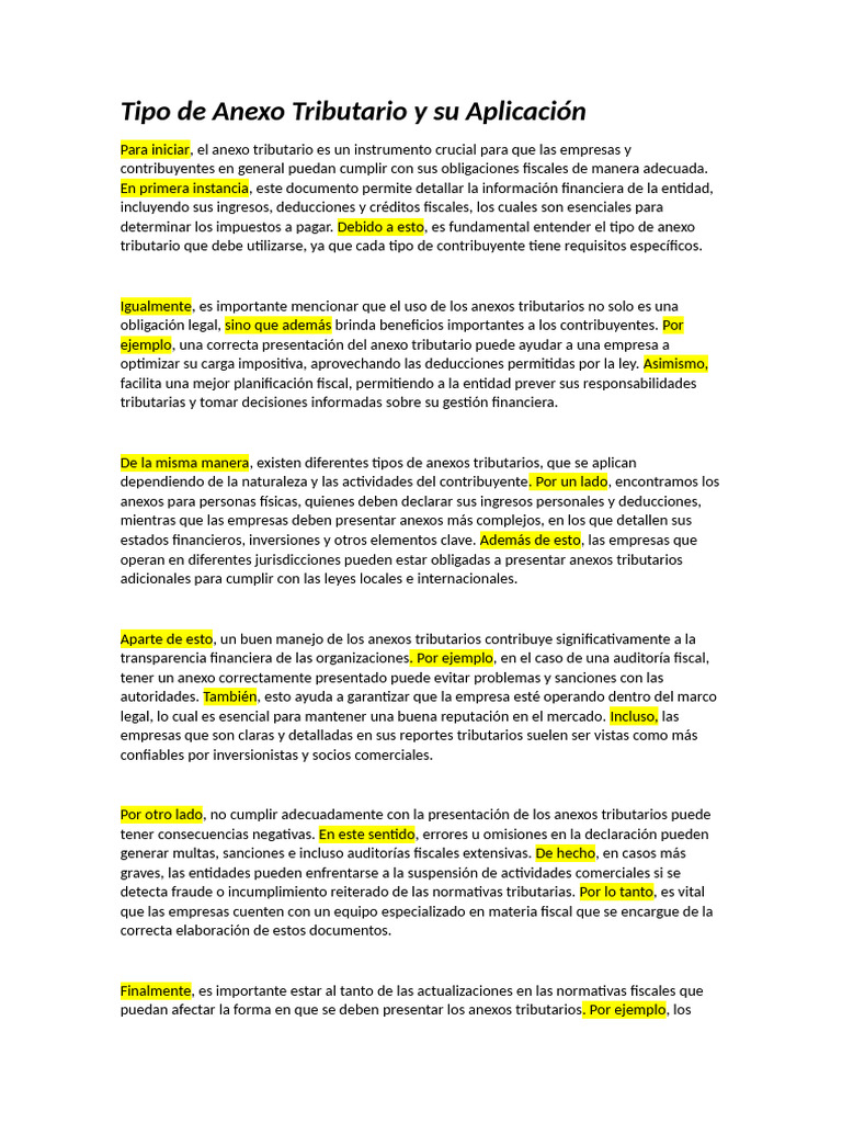 Tipos y Aplicación del Anexo Tributario | PDF | Business | Impuestos