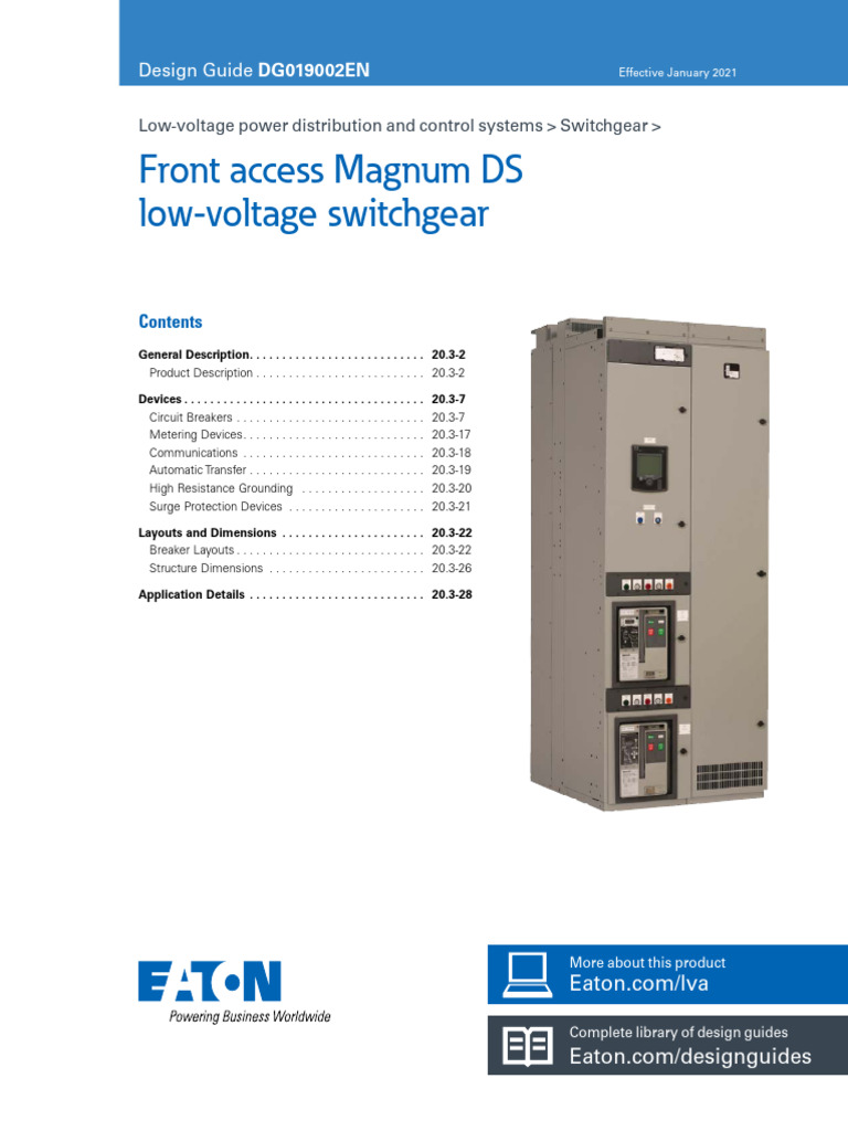 Eaton Front Access Low Voltage Switchgear Design Guide Dg019002en | PDF ...