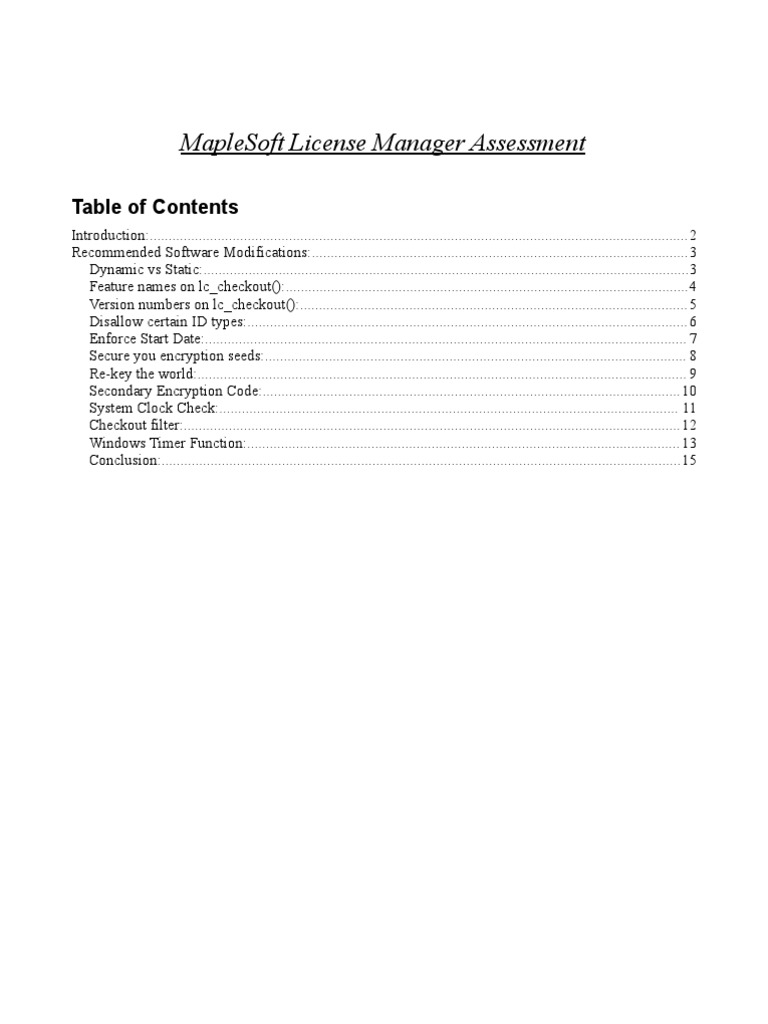 Maplesoft License Manager Assessment | PDF | Source Code | Library ...