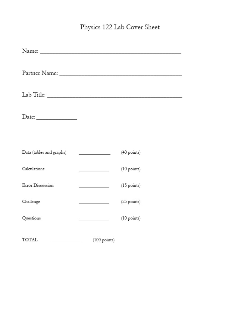 122L Cover Sheet | PDF