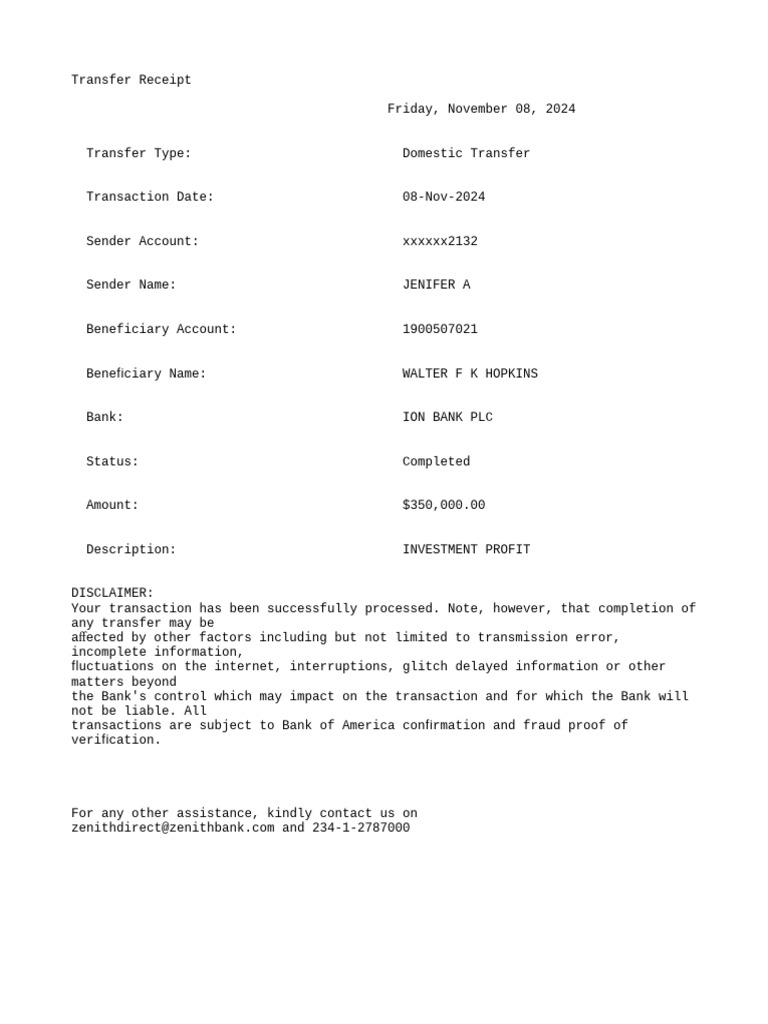 Boa Wire Transfer | PDF | Social Science