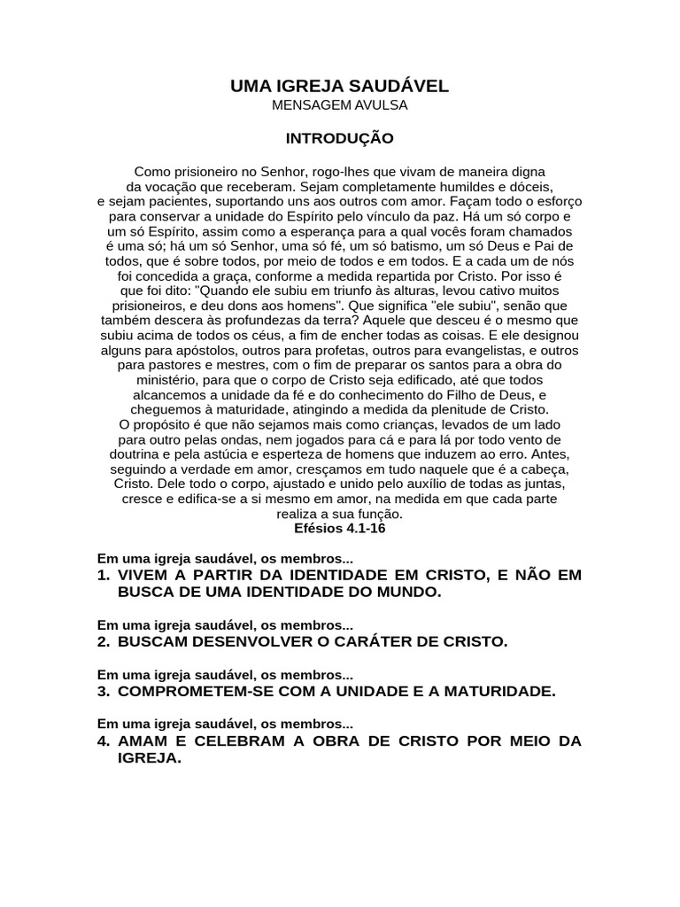 2024 06 07 18 - 30 - 17 Mensagem Editavel Uma Igreja Saudavel PR Jay Strother | PDF | Religião e ...