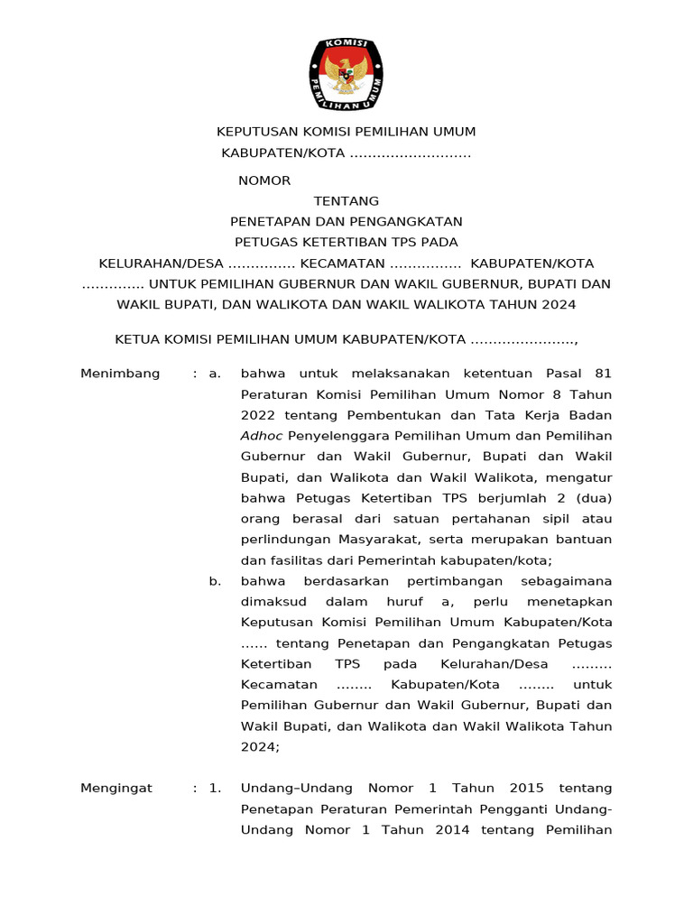 4 SK Pengangkatan Petugas Ketertiban TPS | PDF | Hukum | Griya & Taman