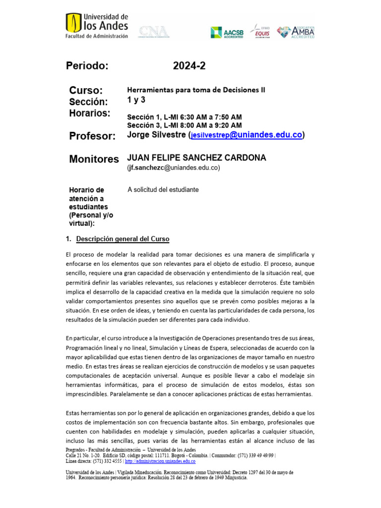 Programa - Herramientas - Ii 2024-2 | PDF | Toma de decisiones | Simulación