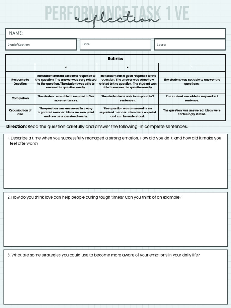 Student Reflection Rubric | PDF