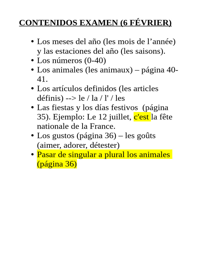 Contenidos Examen | PDF | Estudios de idiomas extranjeros
