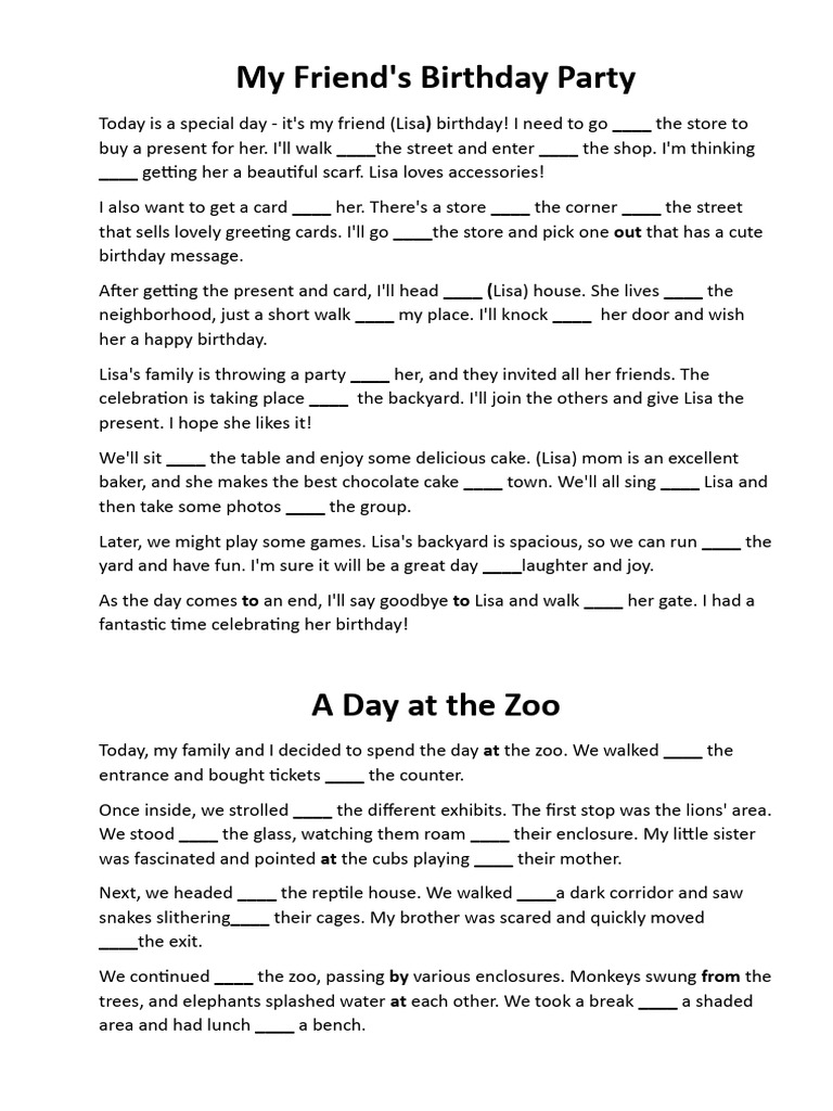 Prepositions Text | PDF | Gardens