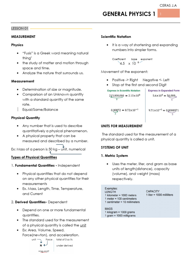 Lesson 01 Physics Midterm | PDF | Physical Sciences | Physics
