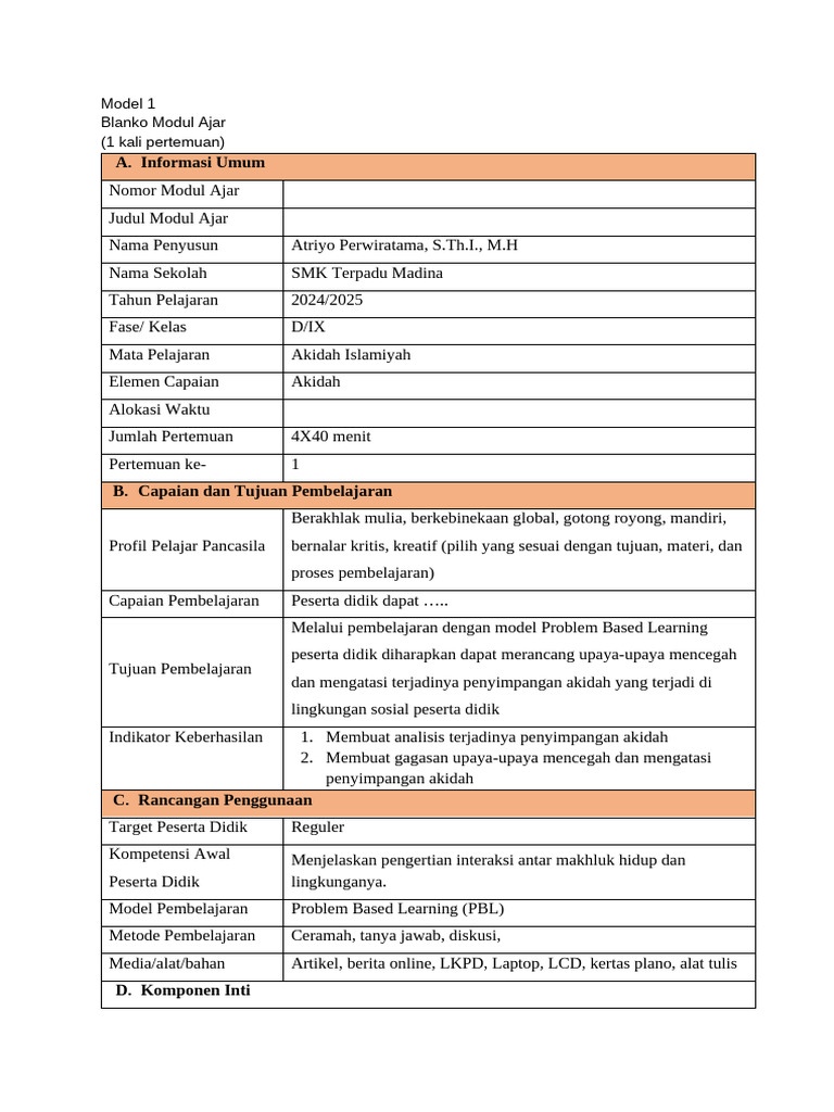 6c - Modul Ajar Problem Based Learning | PDF