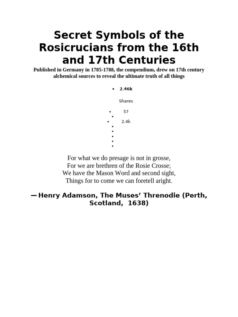 Rosicrucian Symbols of the 16th-17th Centuries | PDF | Rosicrucianism ...