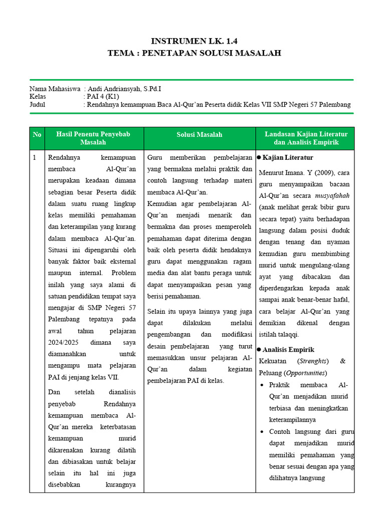Tugas PBL Modul 4 PPG Pai | PDF