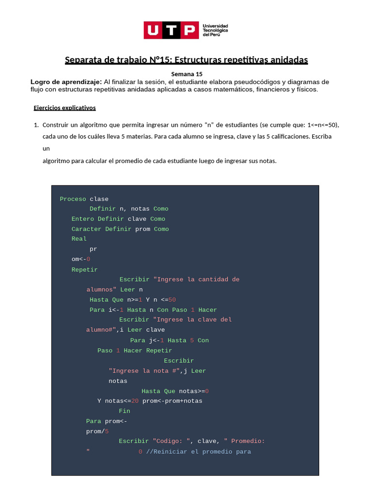 S15.s1 - Estructuras Repetitivas Anidadas | PDF | Matemáticas Aplicadas ...