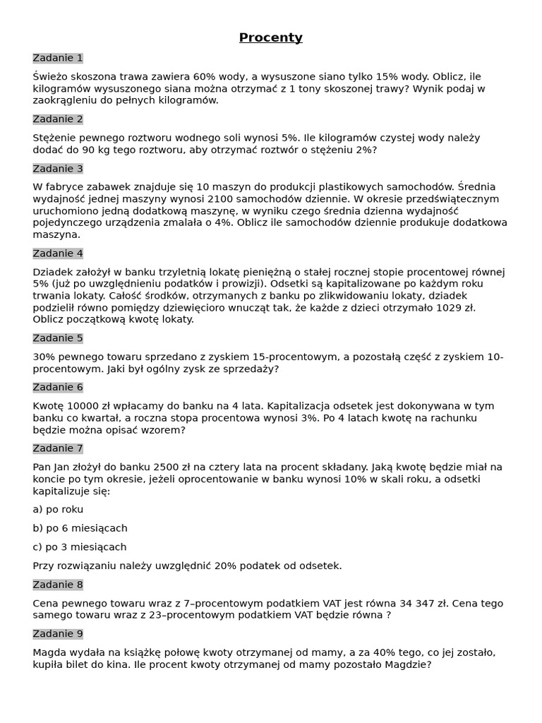 Procenty | PDF