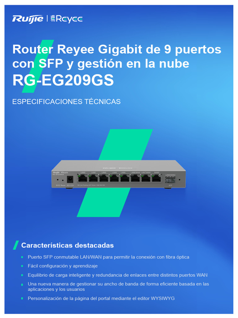 Router Reyee Gigabit de 9 Puertos Con SFP y Gestión en La Nube RG ...