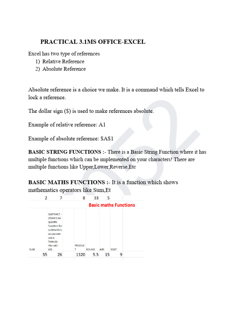 Ms Excel 3.1 | PDF | Microsoft Excel | Computer Science