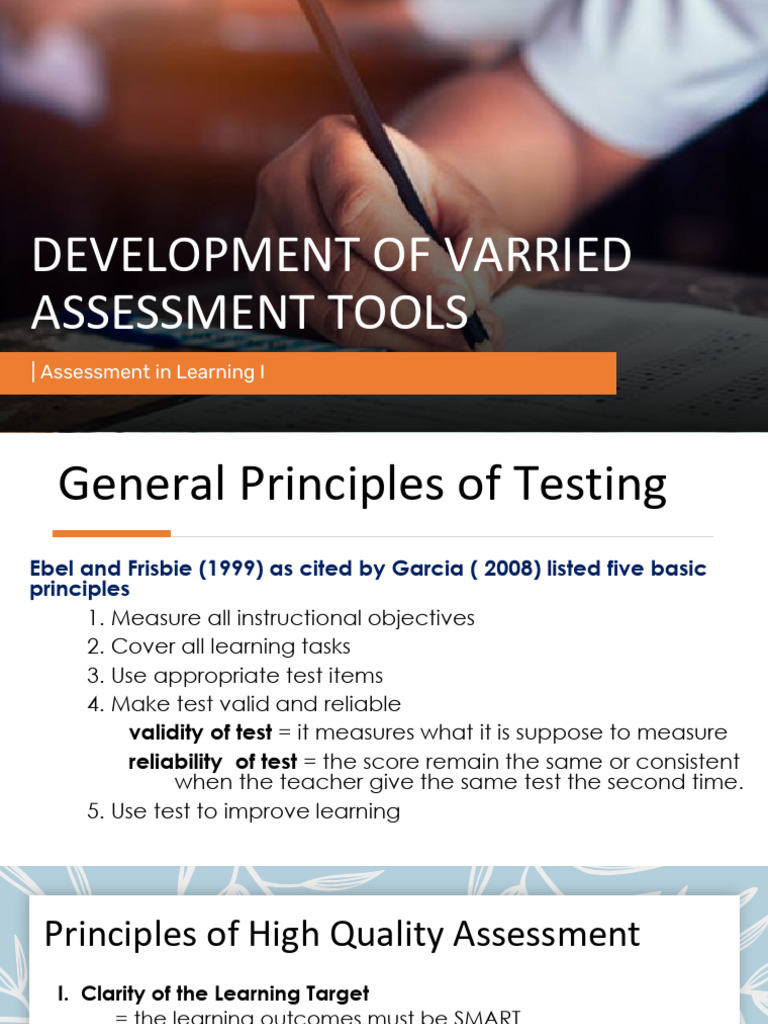 1 Development of Varied Assessment Tools | PDF | Educational Assessment ...
