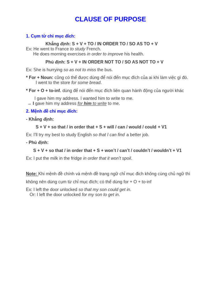 Clause of Purpose | PDF