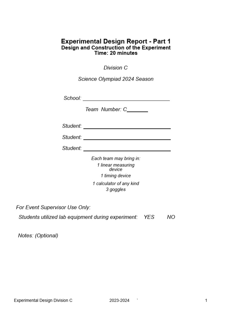Experimental Design Report 2024 Div C | PDF | Statistical Theory | Statistical Analysis