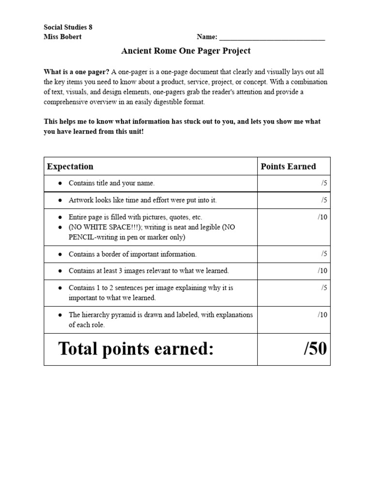 Ancient Rome One Pager Project | PDF | Writing | Human Communication