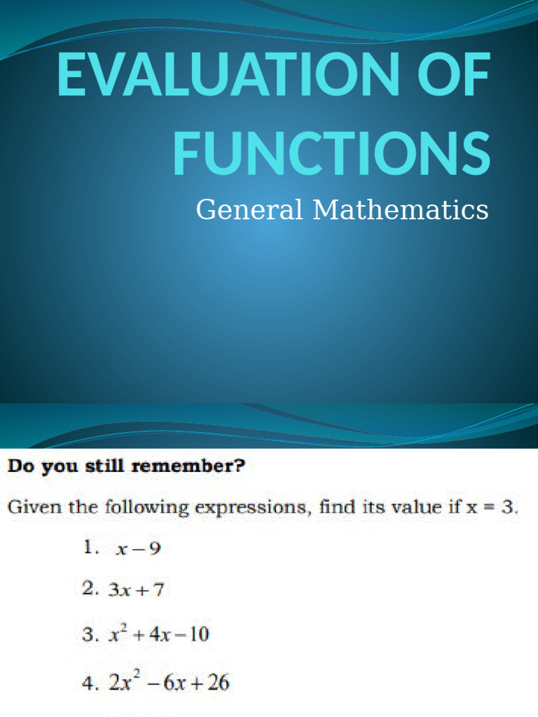 Evaluation of Functions | PDF