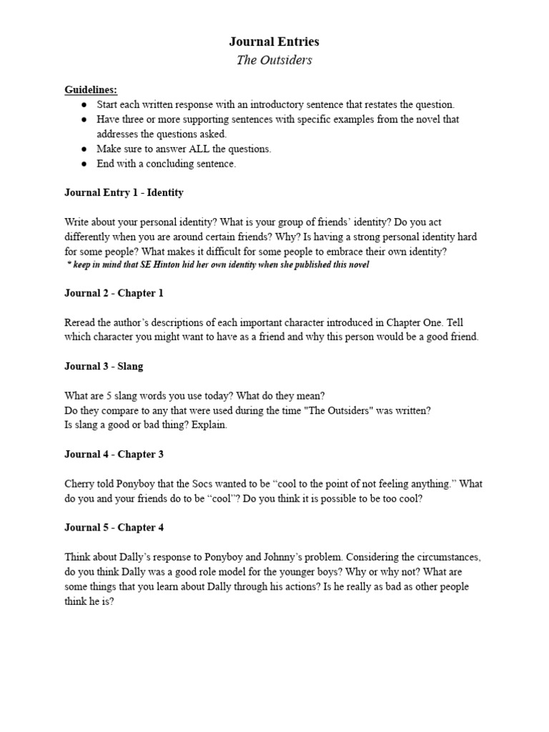 The Outsiders Journal | PDF