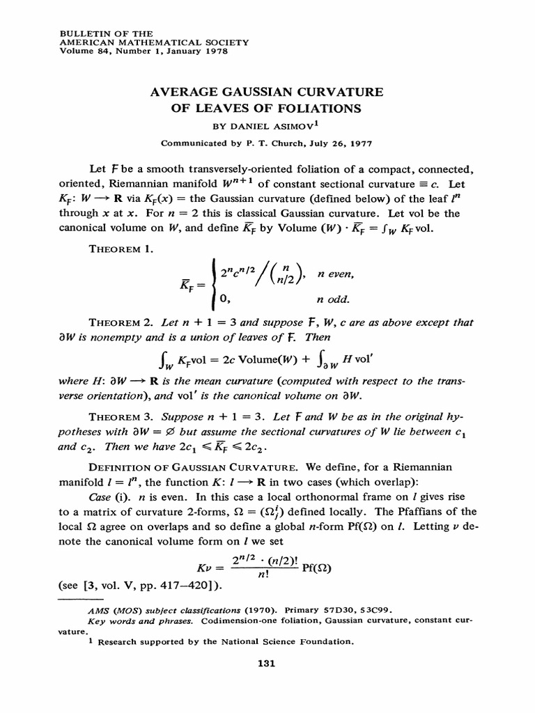 Average Gaussian Curvature of Leaves of Foliations | PDF | Curvature ... Average Gaussian Curvature of Leaves of Foliations | PDF | Curvature ...