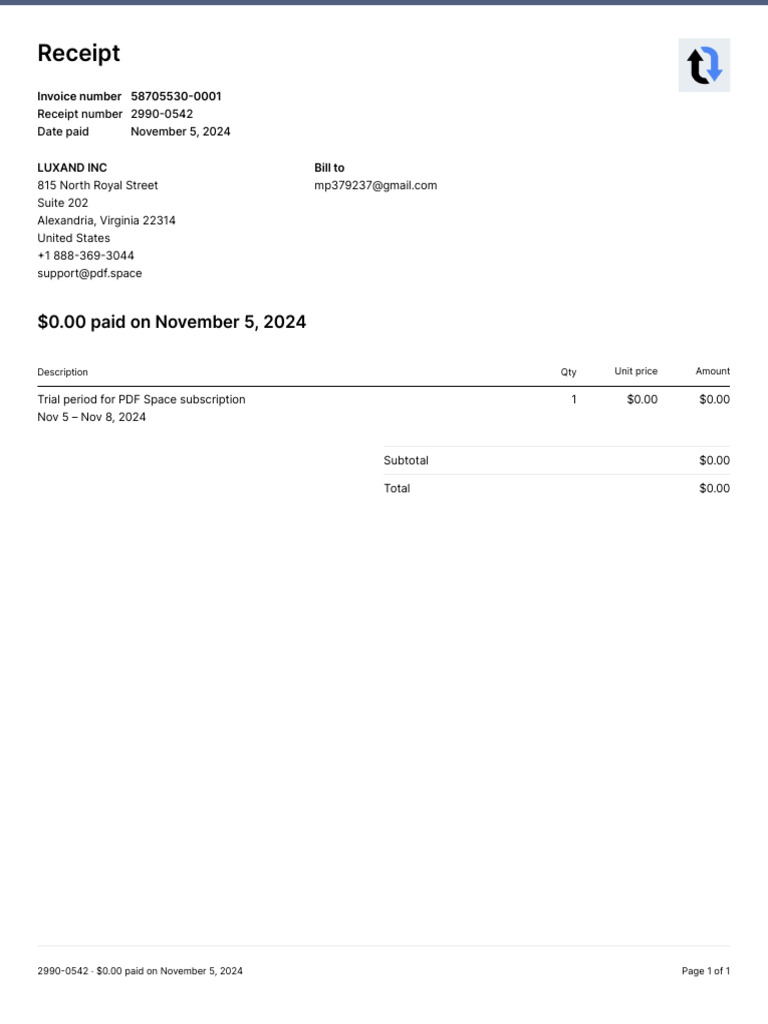 Receipt 2990 0542 | PDF