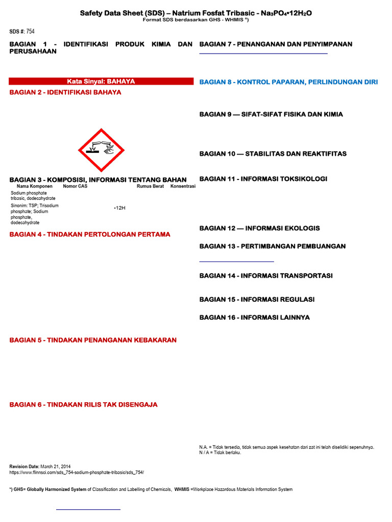 SDS Natrium Fosfat Tribasic Na3PO4•12H2O | PDF
