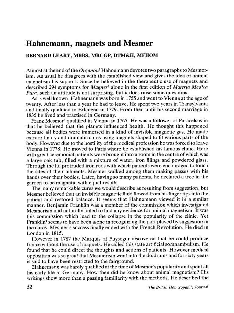 Hahnemann, Magnets and Mesmer (1986) | PDF | Vitalism