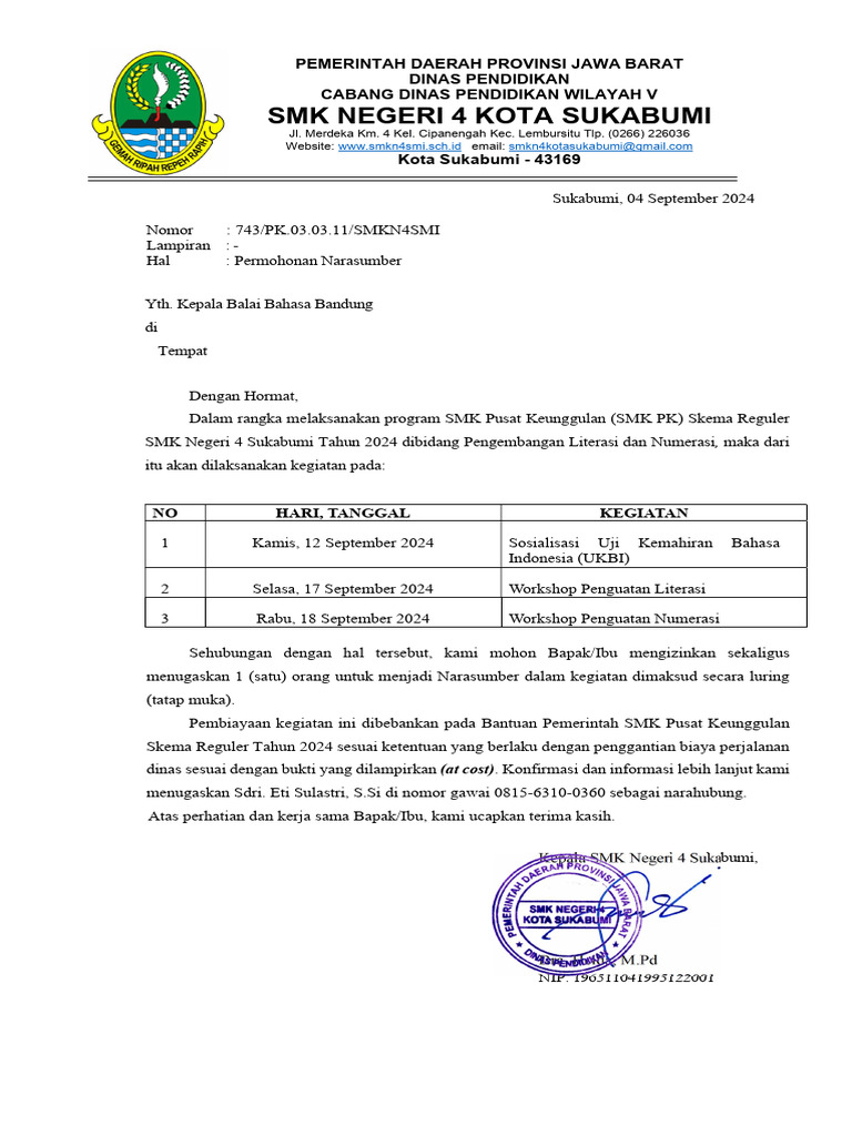 Permohonan Narsum Balai Bahasa | PDF