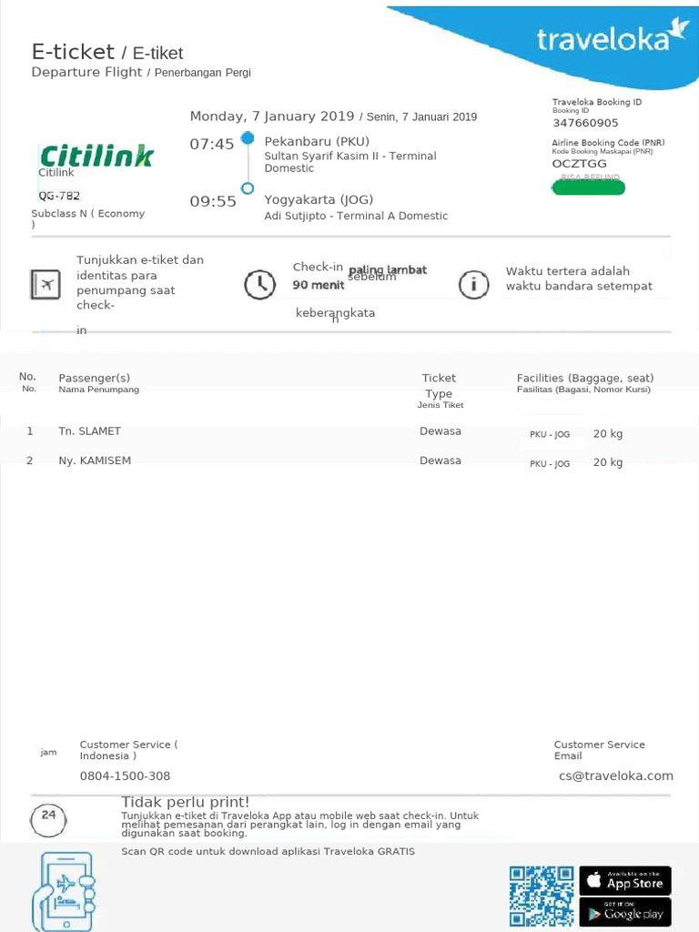 PDF Contoh Tiket Traveloka | PDF