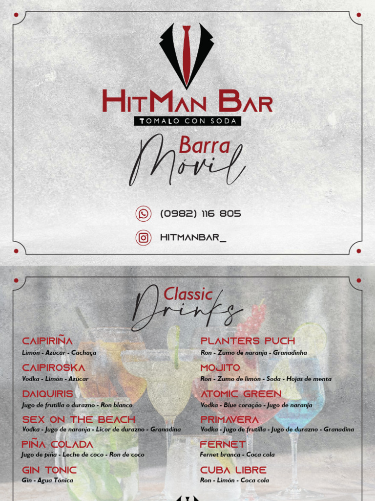 Hitman Bar - Carta de Tragos | PDF | Ron | Bebidas Mixtas
