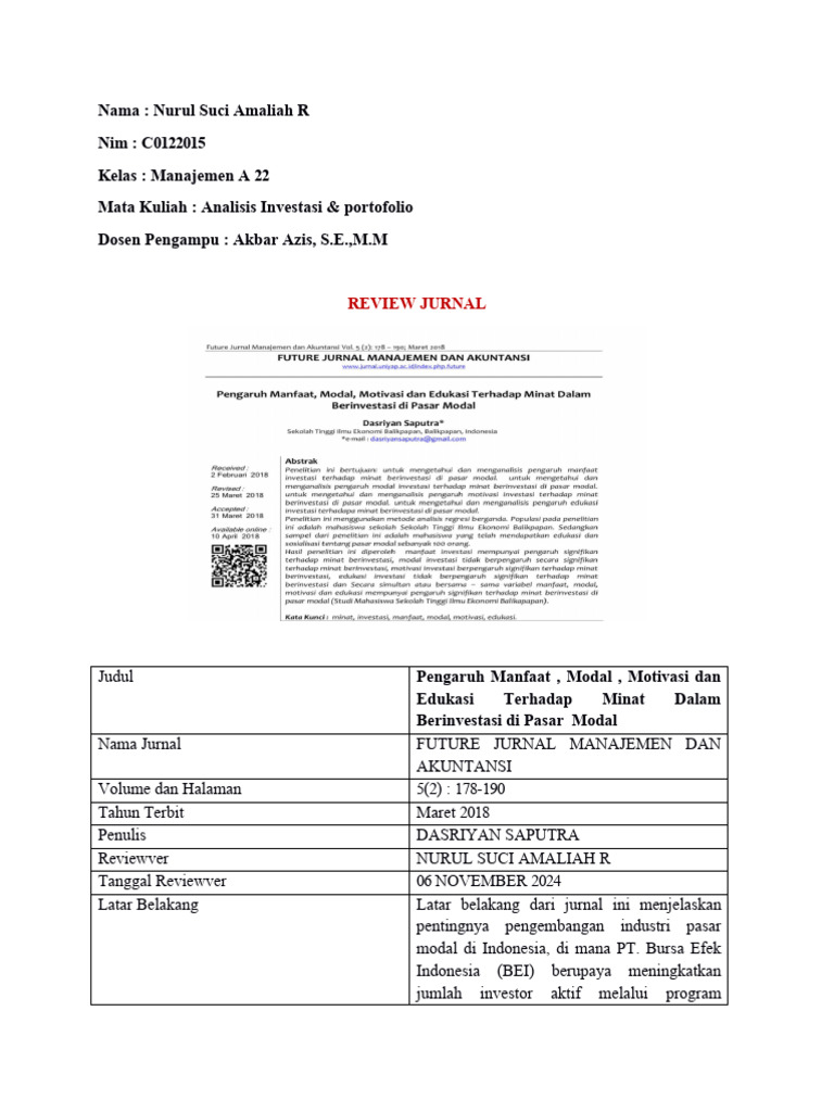 Review Jurnal Nurul Suci Amaliah 2 | PDF