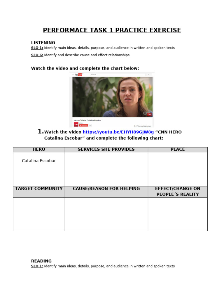 Performance Task Practice | PDF | Vocabulary | Causality