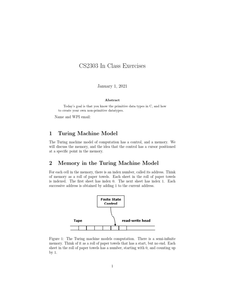 In Class Exercises 20210128 Turing | PDF | Pointer (Computer ...