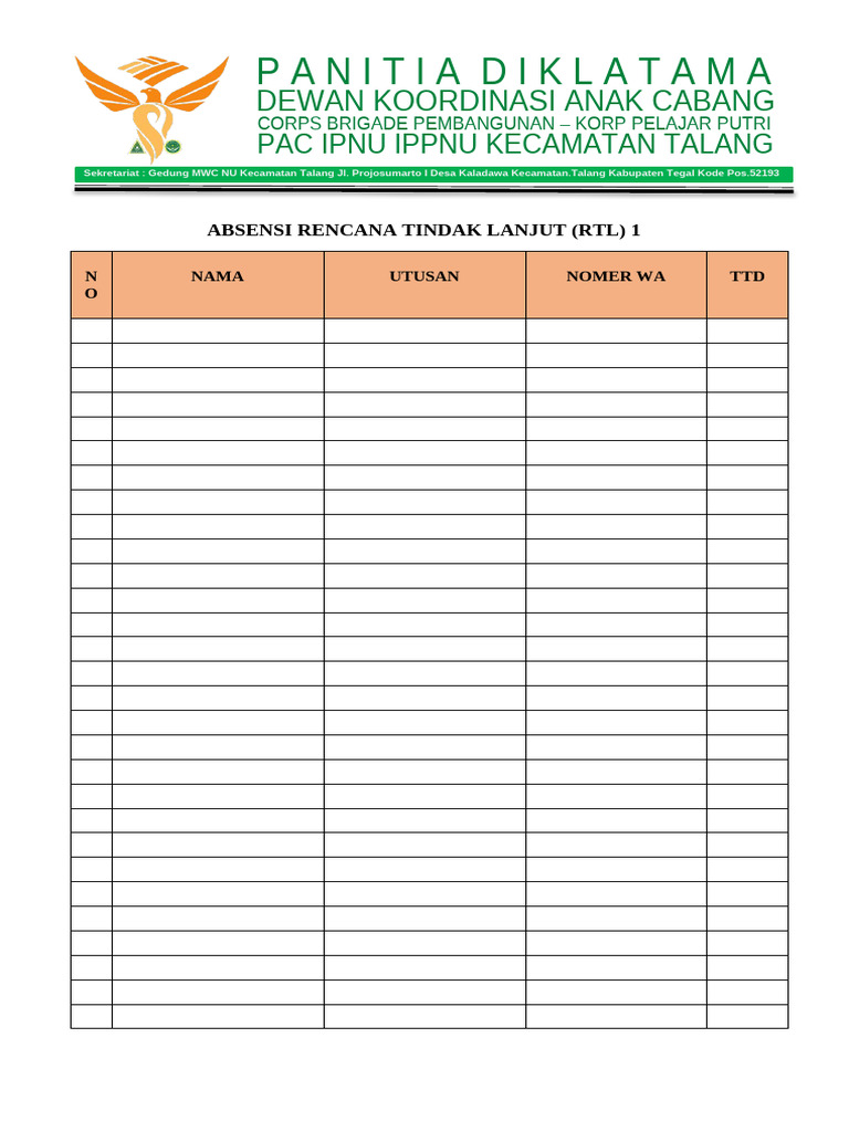 Absensi RTL 1 | PDF