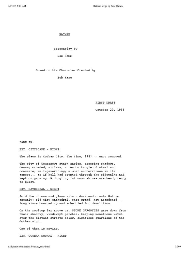 Batman Script by Sam Hamm | PDF | Batman