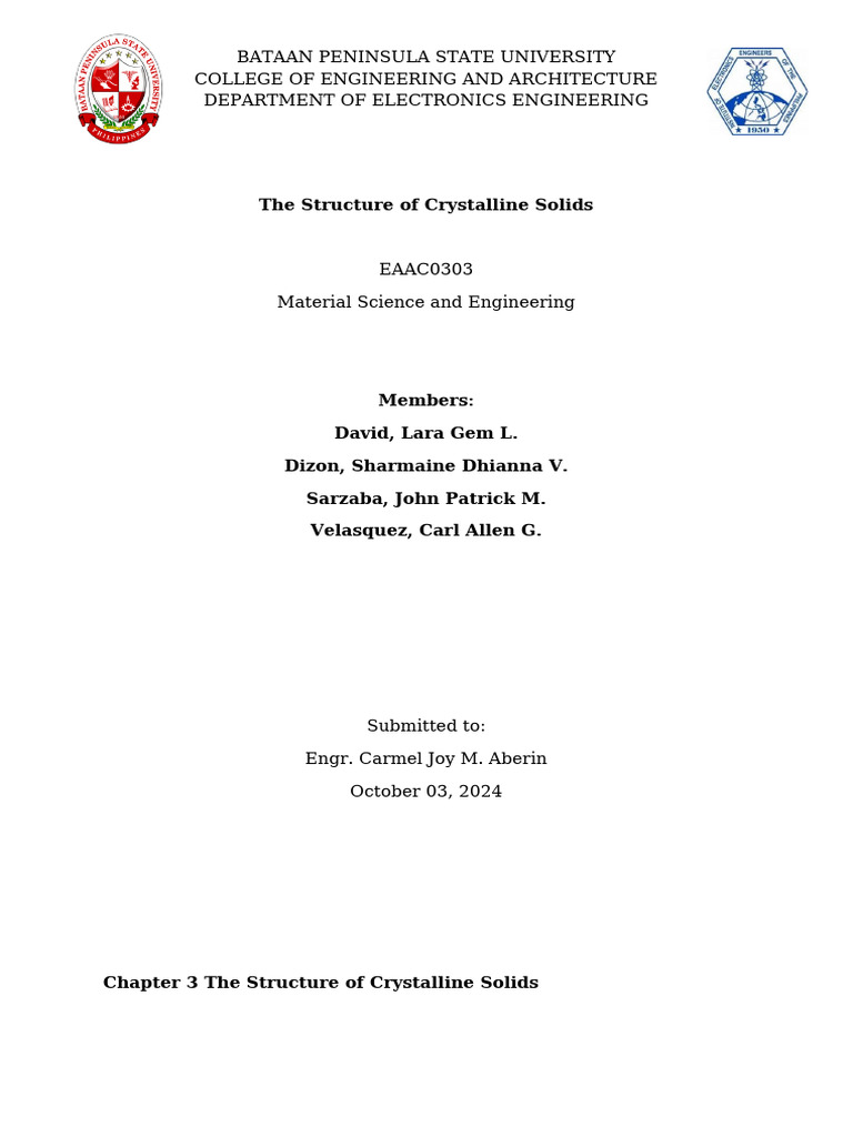 Crystalline Solids Structure Overview | PDF | Crystal Structure | Crystal
