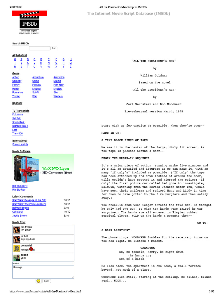 All The President's Men Script at IMSDb | PDF