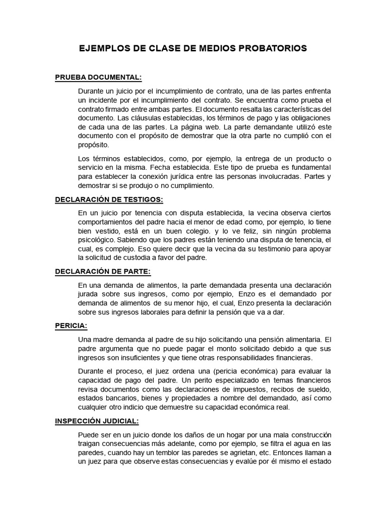 Ejemplos de Medios Probatorios | PDF | Justicia | Crimen y violencia