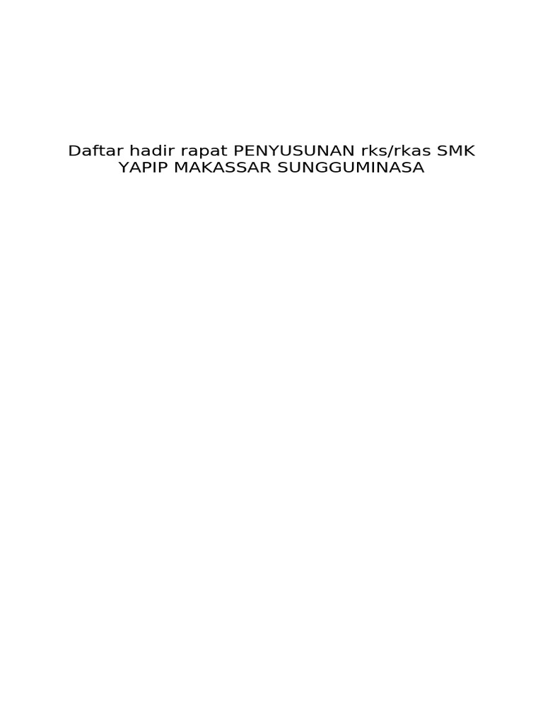 Daftar Hadir Rapat PENYUSUNAN Rks | PDF