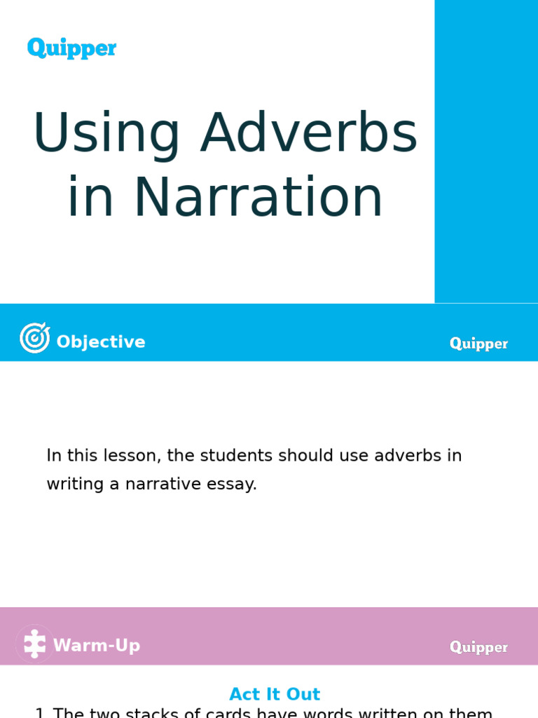 9 Using Adverbs in Narration | PDF | Adverb | Verb