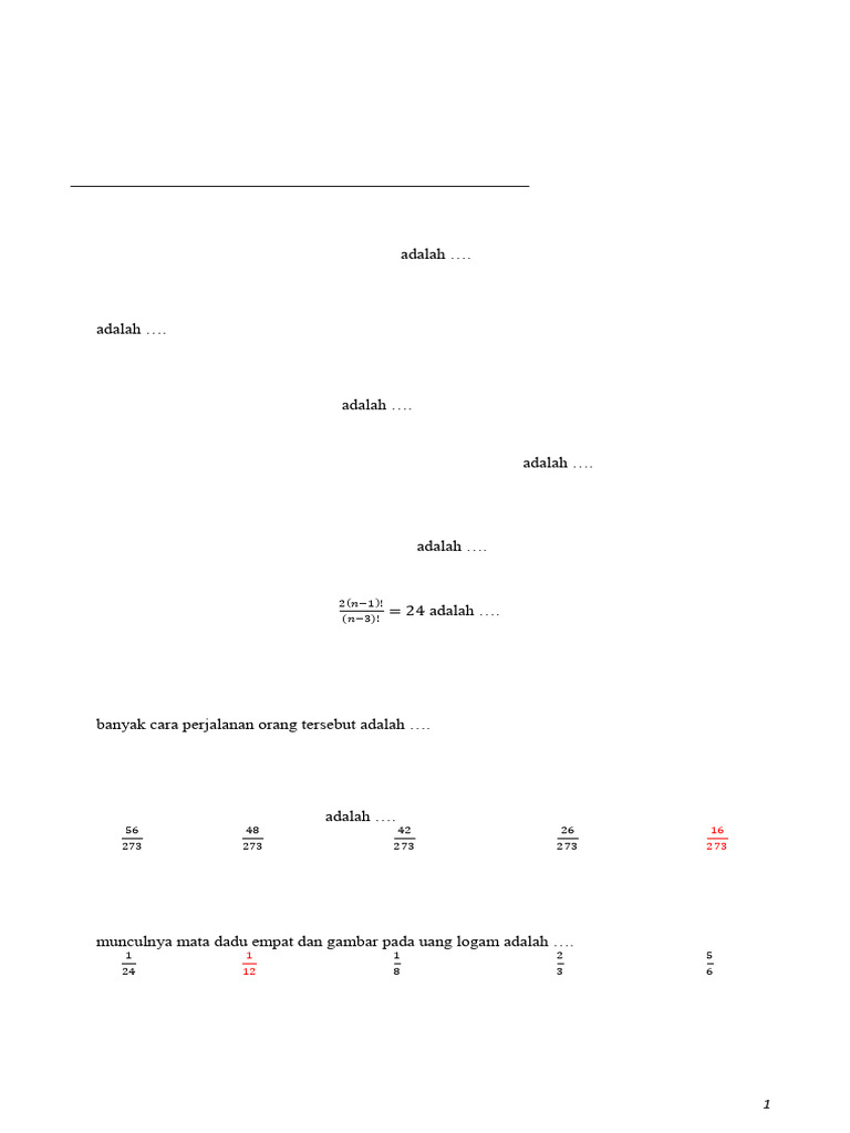 Latihan Psas MTK Wajib | PDF