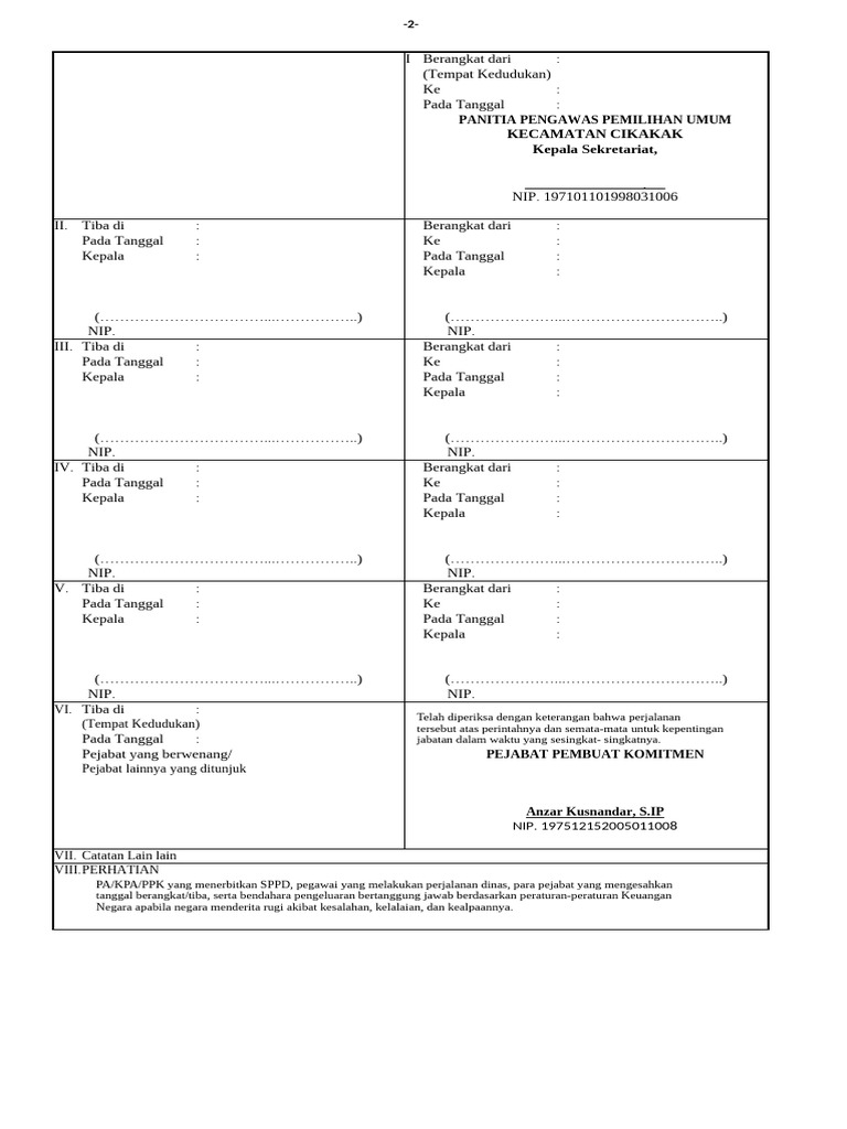 Laporan Perjalanan Dinas Panwaslu Cikakak | PDF