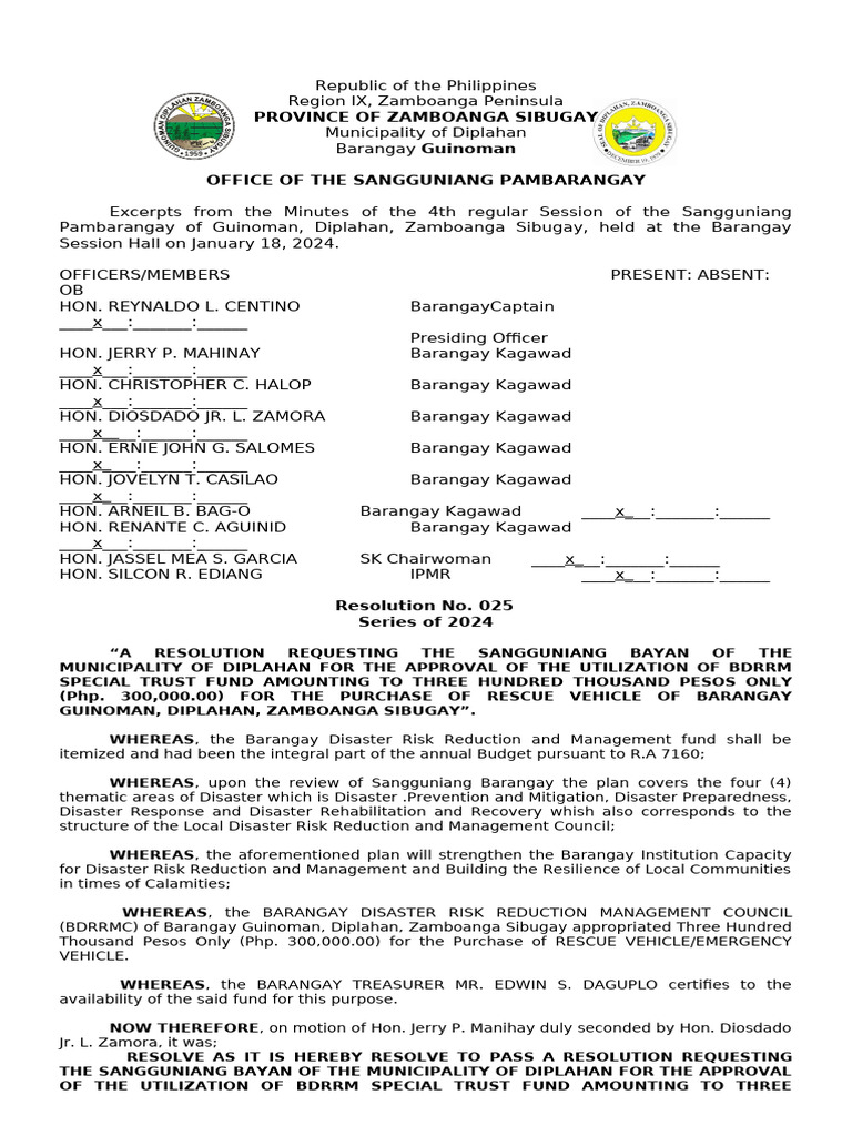 Resolution for Rescue Vehicle Funding | PDF | Civil Defense | Government