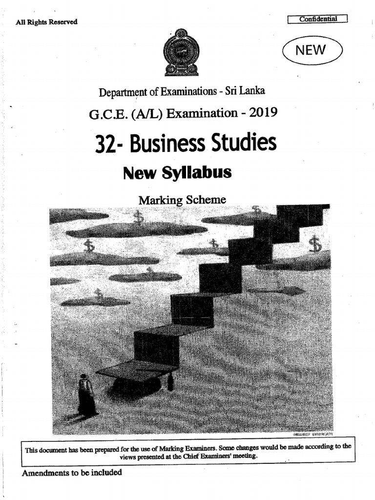 2019 GCE AL (E) Business Studies Past Paper Marching Scheme | PDF