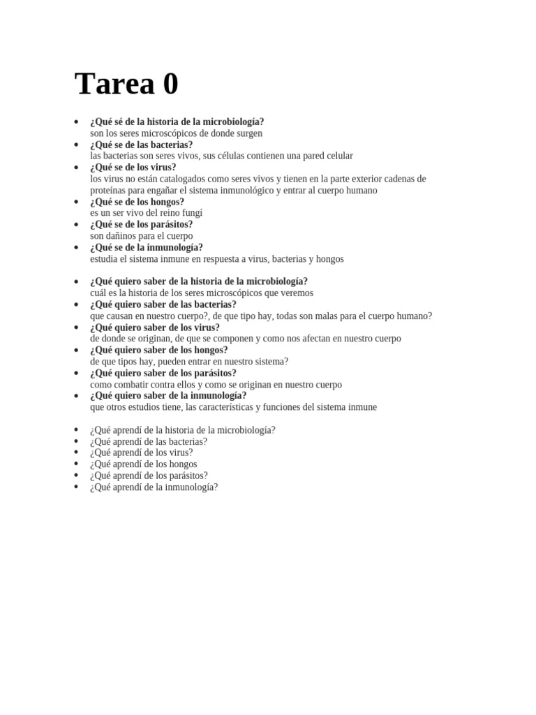 Tarea 0 | PDF | Ciencia y matemáticas