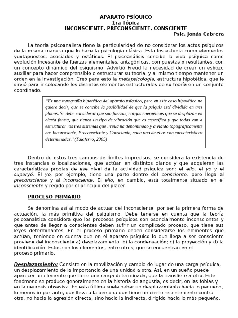 Consciente, Preconsciente e Inconsciente | PDF | Mente inconsciente ...