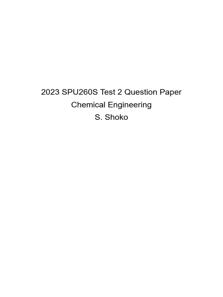 2023 SPU260S Test 2 Question Paper | PDF