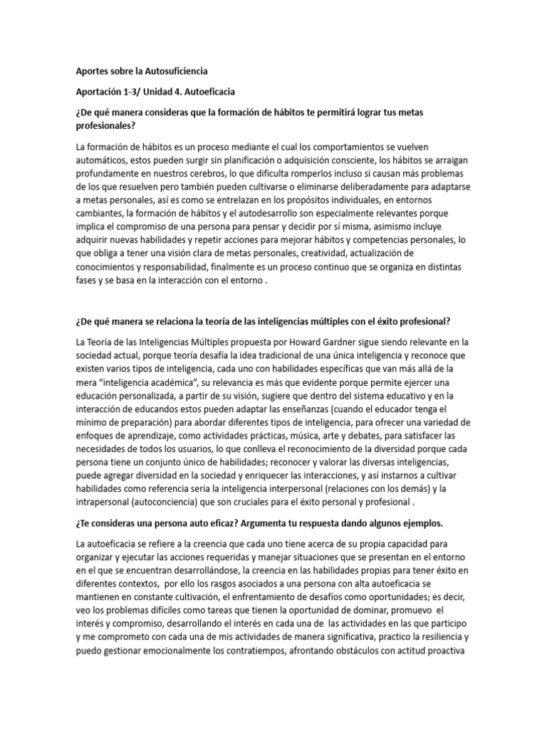 Aportaciones Sobre La Autoeficiencia | PDF | Autoeficacia | Inteligencia